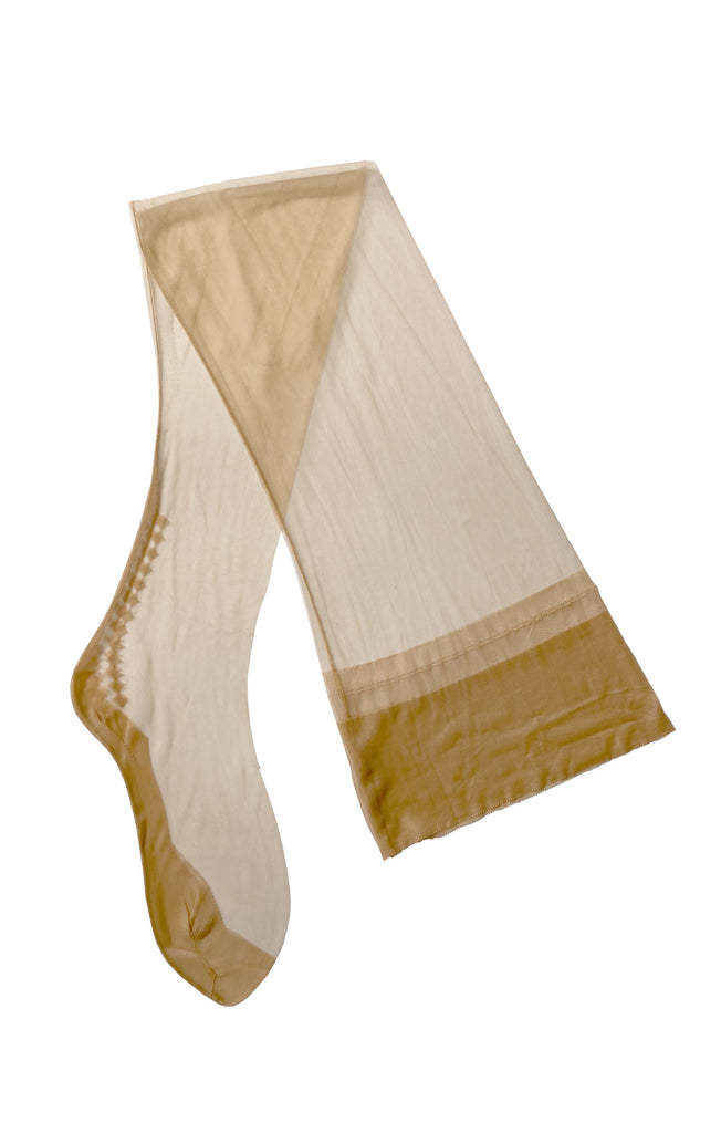 Natural Memphis Heel Fully Fashioned Stockings | Beige Retro Nylon ...